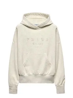 Prada Brand-print Relaxed-fit Hoody - Neutral