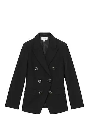 REISS Wool-blend Double-breasted Blazer - Black