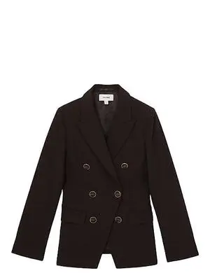 REISS Wool-blend Double-breasted Blazer - Chocolate Brown