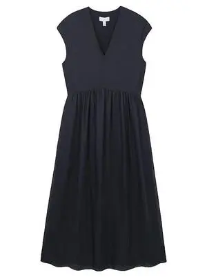 THE WHITE COMPANY V-neck Ramie Maxi Dress - Black