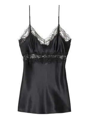NILI LOTAN Felicie Lace Silk Cami Top - Black