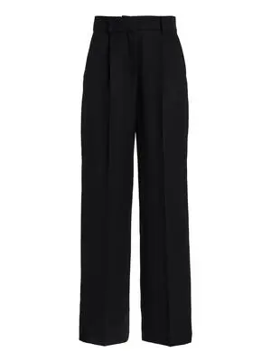 Oscar De La Renta Wool-blend Wide-leg Pants - Black