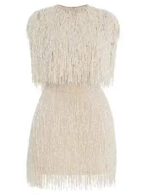OSCAR DE LA RENTA Oscar De La Renta Pearl-Embellished Mini Dress