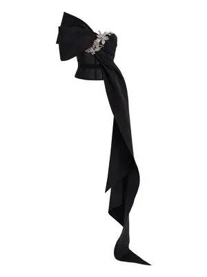 Oscar De La Renta Bow-detailed Faille Corset Top - Black