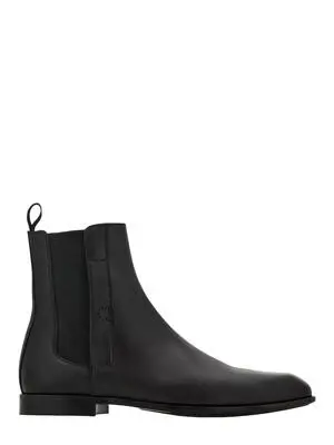 FERRAGAMO Round-toe Leather Chelsea Boots - Black