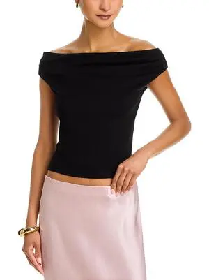 Aqua Off-the-shoulder Jersey Top - Black