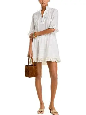 Aqua Cotton Mini Dress - White