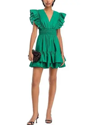 Aqua Flutter Sleeve Mini Dress - Green