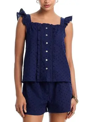 Aqua Eyelet Tank Exclusive - Navy