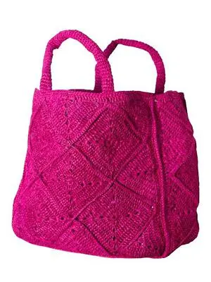 ZANATANY CONCEPTS Nico Raffia Tote Bag - Fushia