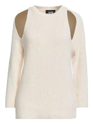 Alpha Studio Sweater In Cotton And Polyamide - White