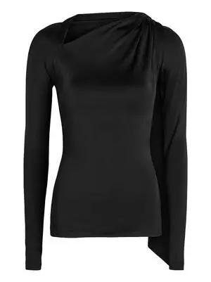Victoria Beckham Gathered Stretch-jersey Top - Black