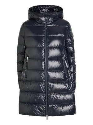 Moncler Glossed Shell Parka Coat - Navy