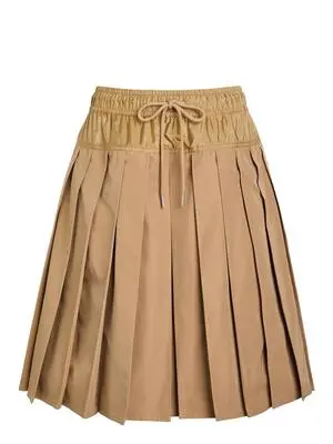 Moncler Pleated Woven Mini Skirt - Tan