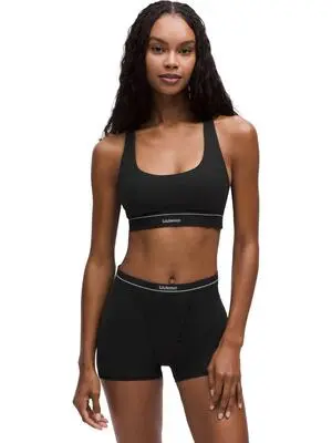 Lululemon Stretch Cotton Ribbed Logo Racerback Bralette Black