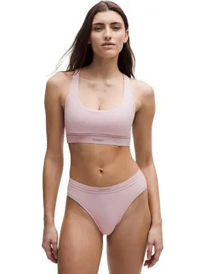 Lululemon Stretch Cotton Ribbed Logo Racerback Bralette - Porcelain Pink