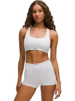 Lululemon Stretch Cotton Ribbed Logo Racerback Bralette White