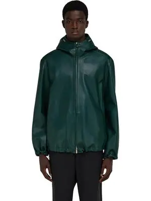 FERRAGAMO Nappa Leather Windbreaker Jacket - Green