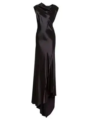 Alberta Ferretti Satin Long Dress - Black