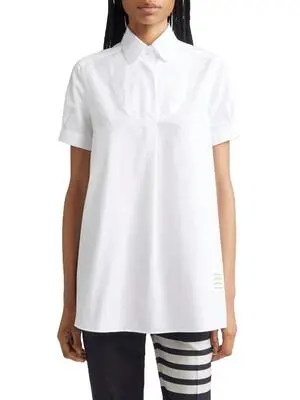 Thom Browne Peter Pan Collar Cotton Button-up Shirt - White