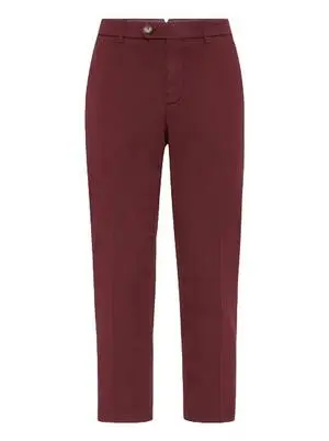 Brunello Cucinelli Garment Dyed Gabardine Trousers - Amaranth