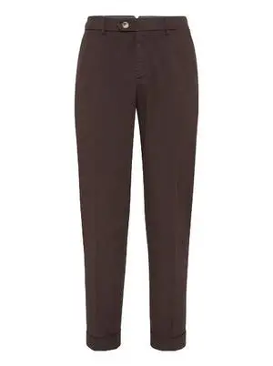 Brunello Cucinelli Garment Dyed Gabardine Trousers - Brown