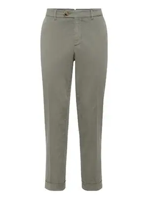 Brunello Cucinelli Garment Dyed Gabardine Trousers - Khaki