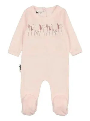 MANIÈRE Garden Embroidered Footie - Powder Pink