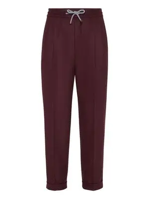 Brunello Cucinelli Trousers With Pleats And Drawstring - Bordeaux