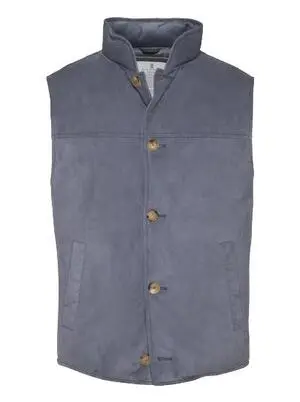 Brunello Cucinelli Suede Down Vest - Denim