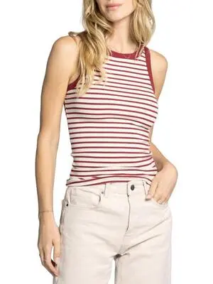 THREAD & SUPPLY Ellen Stretch Cotton Blend Rib Tank Top - Sand Red
