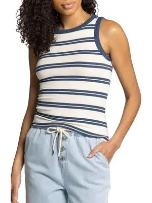 THREAD & SUPPLY Ellen Stretch Cotton Blend Rib Tank Top - White Indigo
