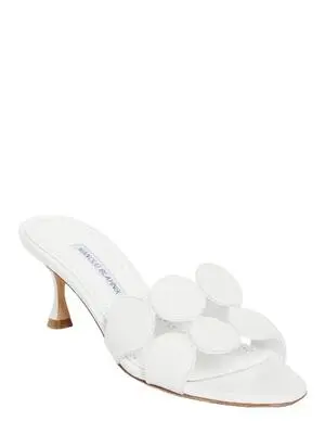 Manolo Blahnik Haribalmu Kitten Heel Sandal - White