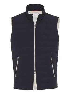 Brunello Cucinelli Lightweight Down Vest - Navy Blue
