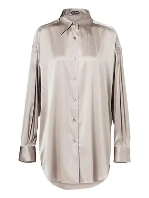 TOM FORD Silk-Blend Satin Shirt Silver