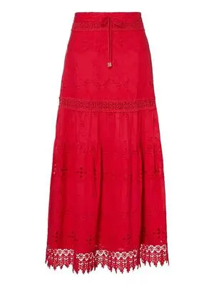 Melissa Odabash Alessia Cotton Maxi Skirt - Red