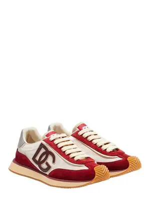 Dolce & Gabbana Dg Cushion Suede-trimmed Sneakers - Burgundy