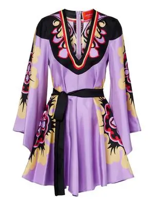 La DoubleJ Magnifico Placée Silk Twill Minidress - Purple