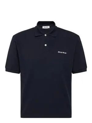 Miu Miu Logo Cotton Piqué Polo Shirt - Blue