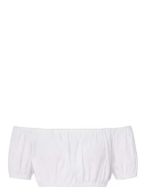 Dolce & Gabbana Off-shoulder Cotton Crop Top - White