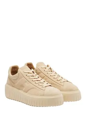 Hogan H-stripes Suede Platform Sneakers - Beige
