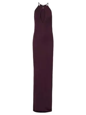 TOM FORD Cutout Halterneck Crêpe Jersey Gown - Purple
