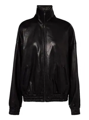 Acne Studios Logo Leather Jacket - Black