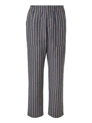 Bottega Veneta Striped Cotton-blend Wide-leg Pants - Blue