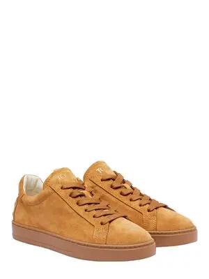 TOD'S Suede Round Toe Sneakers - Brown