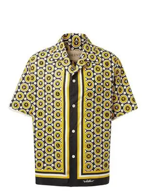 Valentino Garavani Bulles Royales Cotton Poplin Bowling Shirt - Yellow