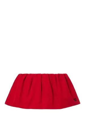 Miu Miu Gathered Cotton Poplin Miniskirt - Red
