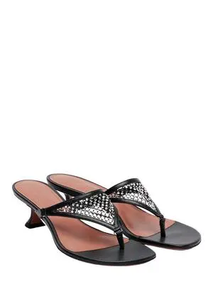 Amina Muaddi Cameron 45 Crystal-embellished Thong Sandals - Black