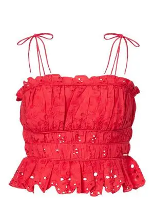 Melissa Odabash Broderie Anglaise Cropped Top - Red