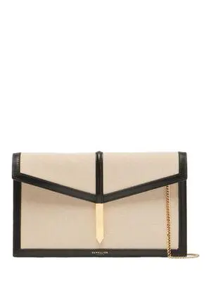 DEMELLIER Leather-trimmed Canvas Clutch - White